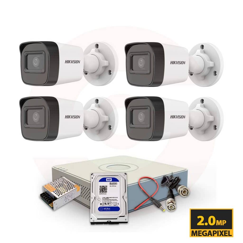 Hikvision 2MP 4 Cameras CCTV Turbo HD Analog Complete Kit - Smart Links